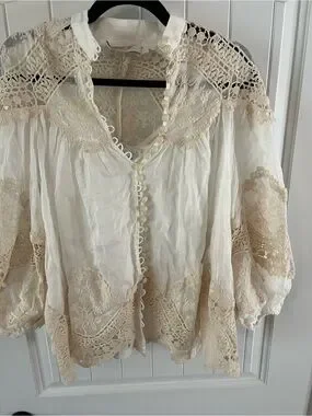 Zimmermann | Tops | Zimmermann Victorianinspired Cream Lace Peasant ...